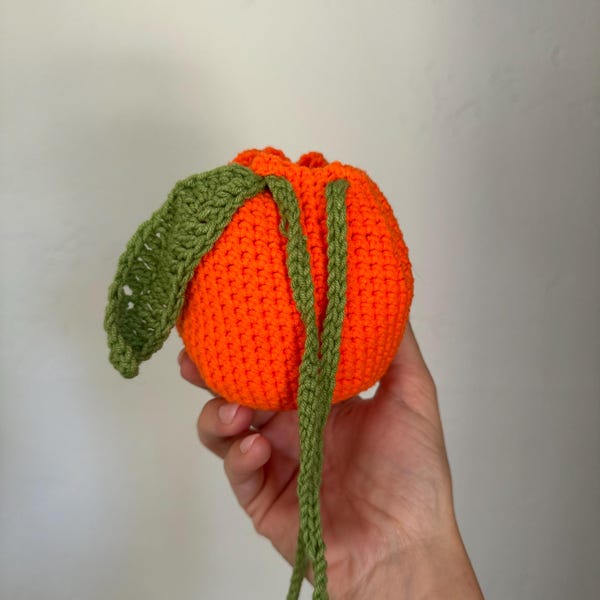 Crochet Orange Bag PATTERN, Drawstring Bag PATTERN, Crochet Drawstring ...