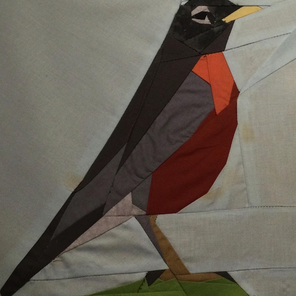 American Robin Fpp--backyard Birds Series--paper Piecing Quilt Block ...