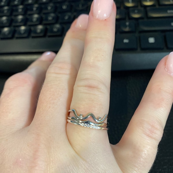 Sterling Silver Ripple Ring, Very Skinny Delicate Ring Band, Stacking Ring US 5-8, Wave Ring ...