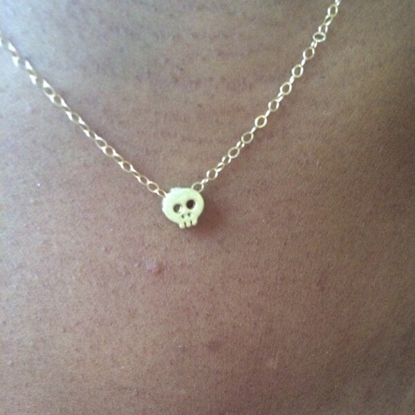 Gold Skull Necklace | 14kt Gold Filled Chain | Tiny Skull Necklace - Etsy
