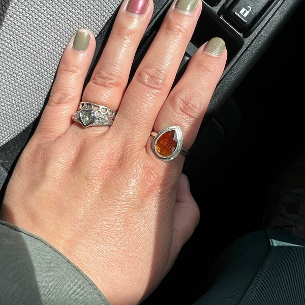 Rose Cut Grandidierite Ring, Natural Freeform Gemstone Ring, Rare ...