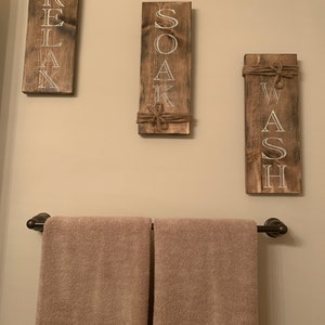 Farmhouse Bathroom Sign / Rustic Hand Painted Wall Decor / | Etsy