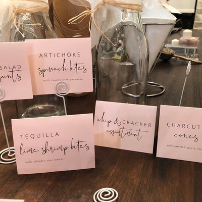 Minimalist Buffet Card Template, Modern Wedding Buffet Cards, Editable ...