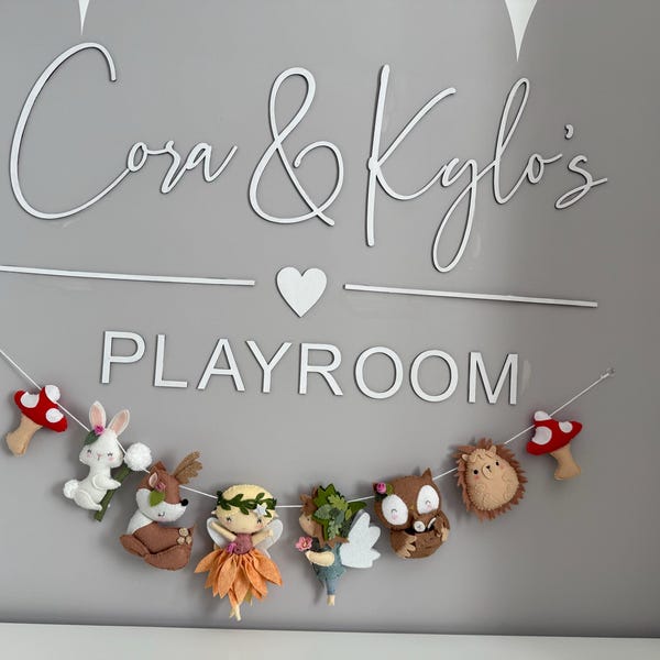 Personalised Playroom Sign – Wooden Wall Script Art, Custom Kids Room ...