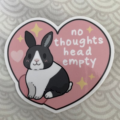No Thoughts Head Empty Vinyl Sticker Cute Cat Meme Sticker - Etsy