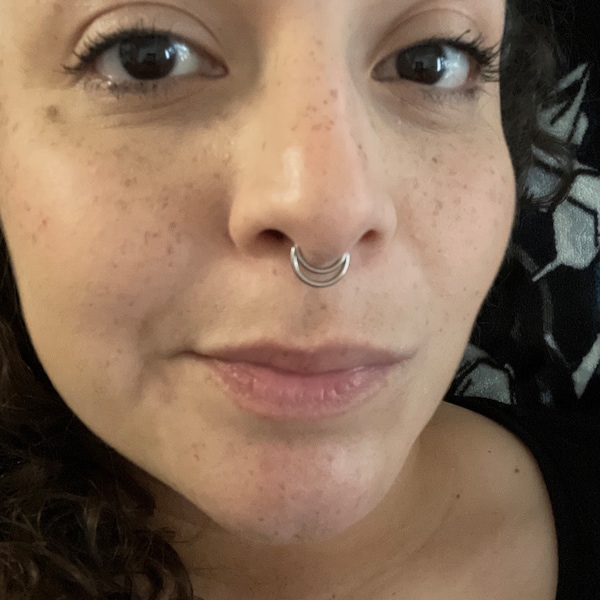 Double Septum Ring, Crescent Moon Hoop, Daith Hoop, Hinged Clicker Hoop ...