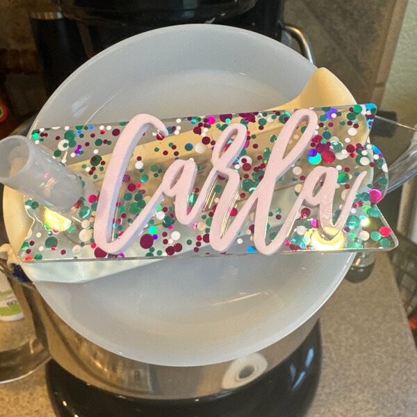 Stanley Name Plate Tumbler Tag Personalized, Enchanted Confetti Tumbler ...