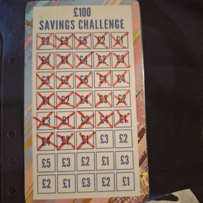 One Pound Savings Challenge Wallet Insert Tracker Pastel - Etsy