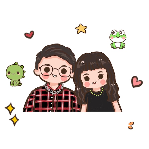 Custom Cute Cartoon Portrait, Cute Anime Portrait, Illustration ...