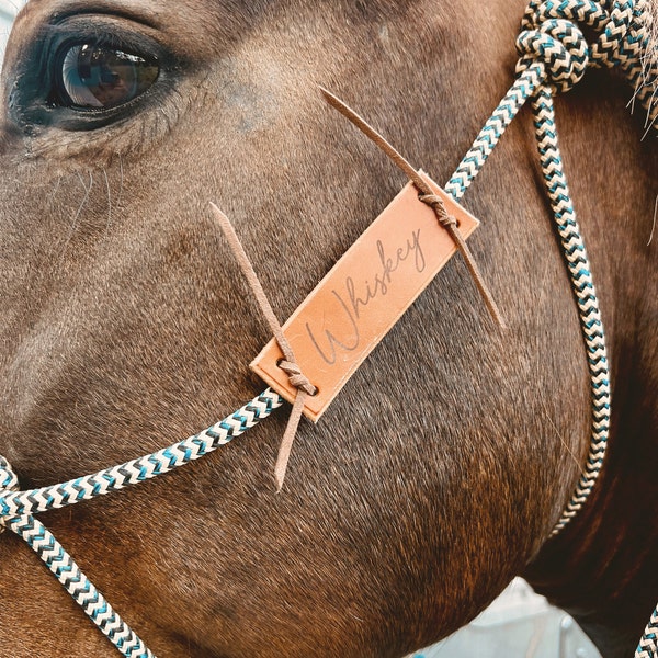 Custom Leather Horse Halter Name Plate: Laser Engraved ID Tag - Etsy