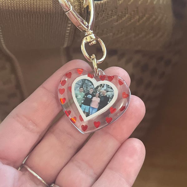 Personalized Photo Keychain -customize W/your Photo, Resin Photo ...