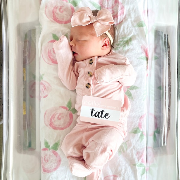 Personalized Baby Name Tag Sticker: Modern Hospital Announcement - Etsy