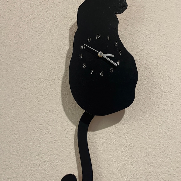 Black Cat Swinging Wall Clock, Cat Clock, Cat Clock With Moving Tail ...