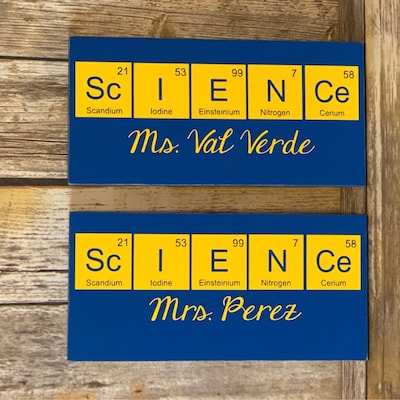 Science Teacher Gift Teacher Desk Name Plate Periodic Table Science ...