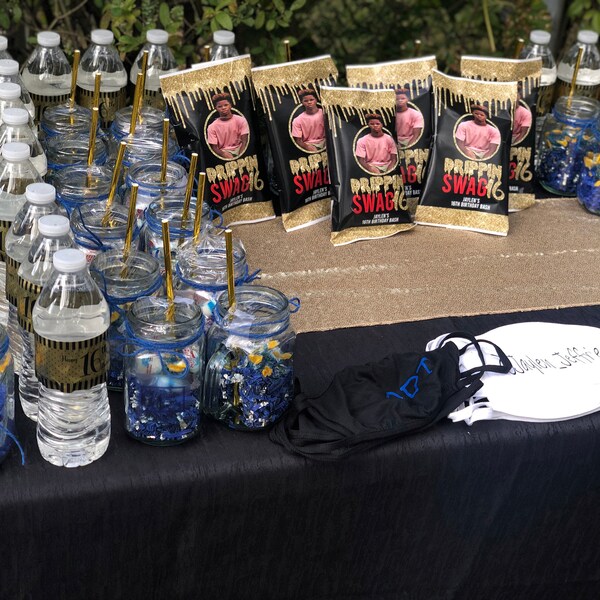 Swag 16 Water Bottle Labels, Boy Sweet 16, Drippin Swag 16 Water Bottle ...