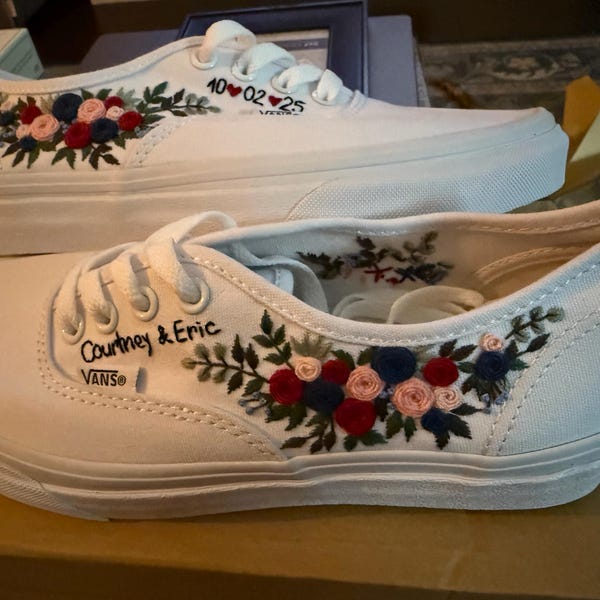 Embroidered Vans Slip On, Custom Vans Embroidery Mushrooms, Ghost ...