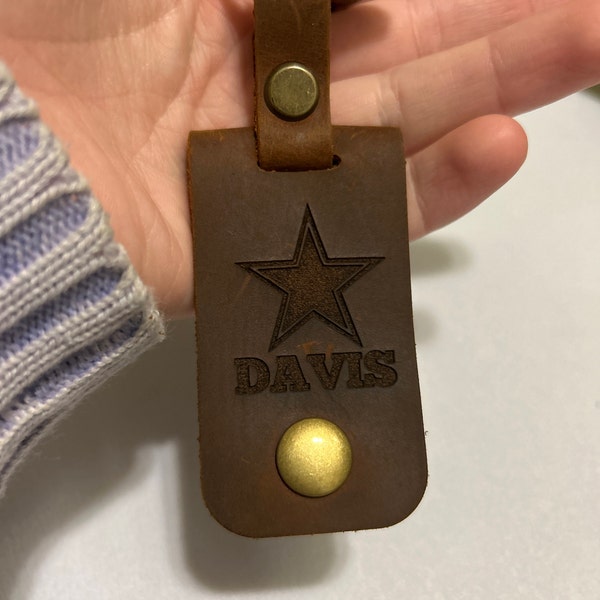 Personalized Photo Metal Tag Leather Keychain - Engraved Leather Cover ...