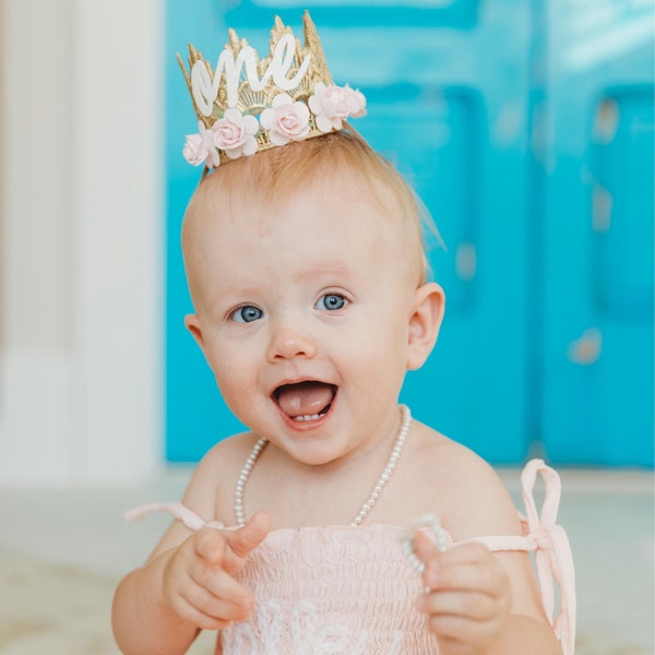 First Birthday Crown, Gold Lace Baby Crown, 1st Birthday Tiara, Cake ...