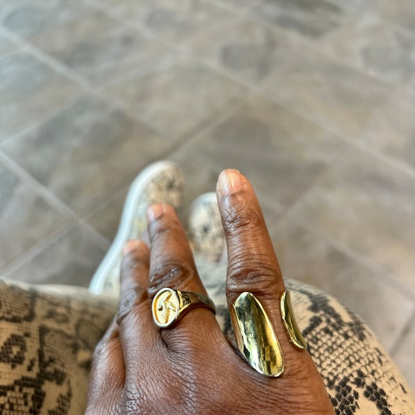 Open Ring, Gold Long Ring, Chunky Ring, Large Ring, Cuff Ring Gold ...