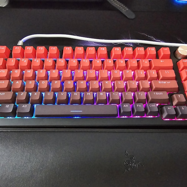 Gradient Black and Red Keycap Set, OEM Profile, Shine-through, PBT ...