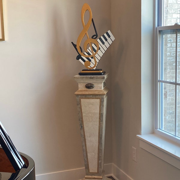 Music Table Sculpture, Unique Music Notes Clef Sculpture, Contemporary ...