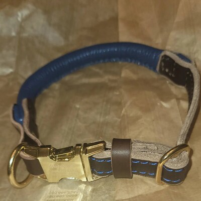 Rolled Leather Quick Release Dog Collar Solid Brass Hardware - Etsy