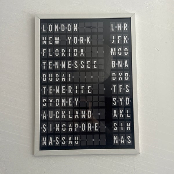 Personalised Departures Print/ Vintage Flip Board Wall Art/ Airport ...