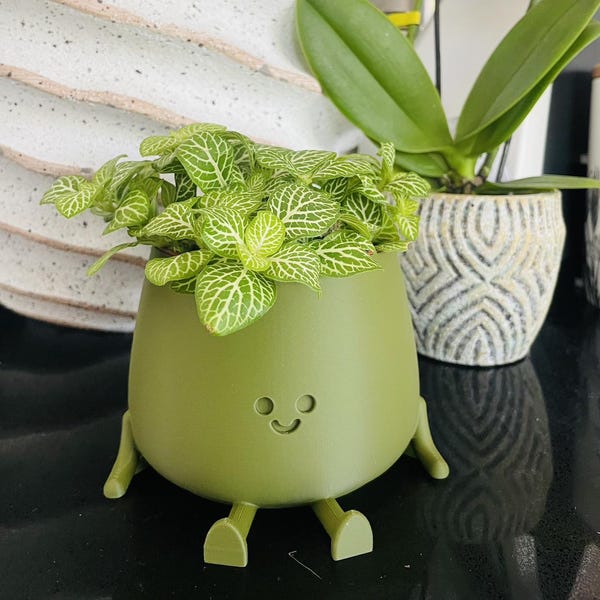 3D Printed Happy Face Planter, Eco-friendly Bio-based Material, Cute ...