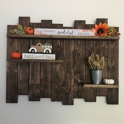 Rustic Pallet Shelf, Wood Shelf, Pallet Wall, Large Rustic Wood Shelves ...