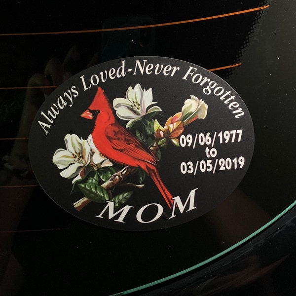 In Memory of Personalized Vinyl Decal Cardinal Theme Always Loved Never ...