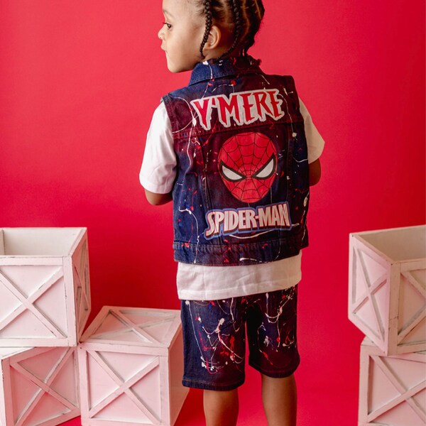 Toddler Boys Custom Spider Outfit VEST Shorts Shirt - Etsy
