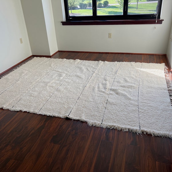 Large Handwoven Cream Rug 6.5x10 Feet Cream Area Rug, Living Room Rug ...