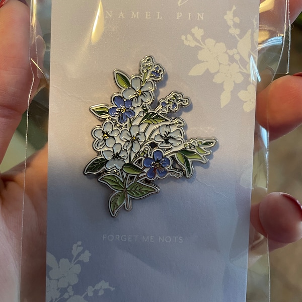 Forget Me Nots Enamel Pin | Floral Enamel Pin | Blue Flower Enamel Pin ...