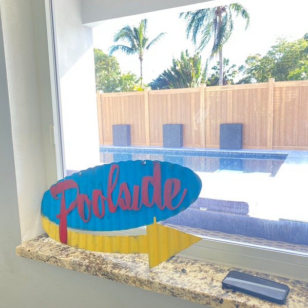Poolside Mid-century Retro Metal Sign/hot Tub/patio/swimming Pool/pool ...