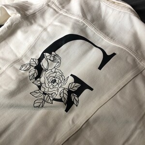 Floral Monogram Jacket White Monogrammed Jean Jacket Initial - Etsy