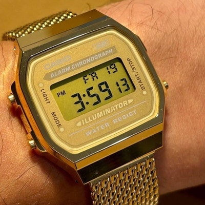 Casio Watch Modified Custom Casio Mod Vintage Stealth Black Digital ...