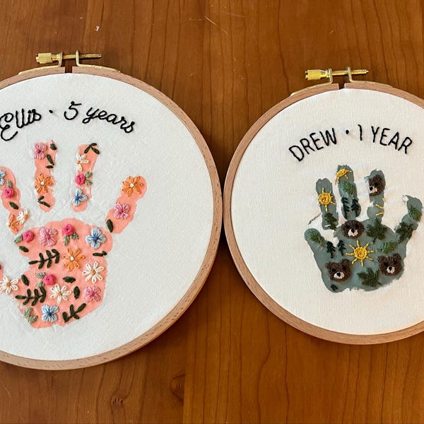 Handprint Keepsake Embroidery PDF Pattern, Kids Handprint Printable ...