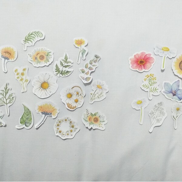 Wild Flowers Sticker Set, Daisy Stickers, Sunflower Stickers, Hippie ...