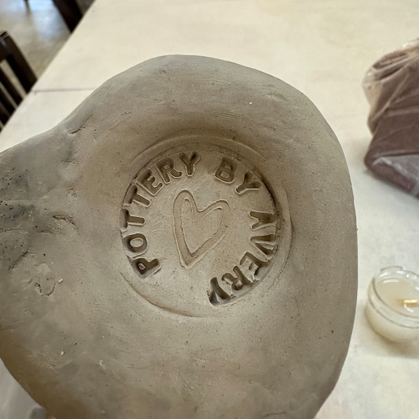 Custom Clay Stamp With Name and Heart Drawing, Stamp for Fresh Clay for ...