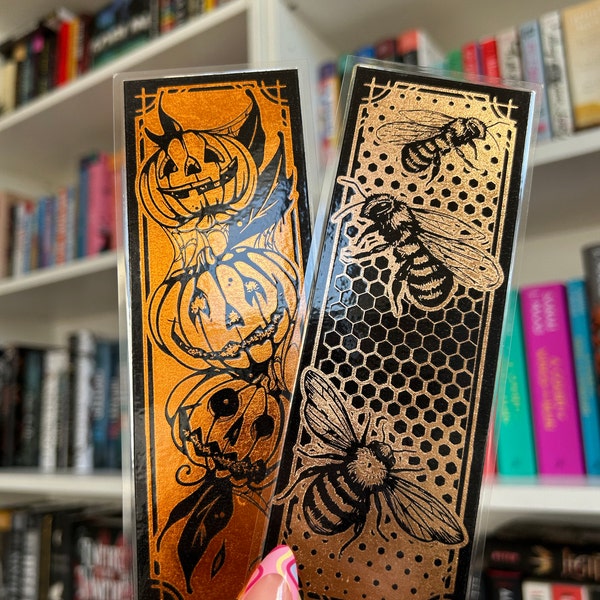 Halloween Pumpkins Foil Art Bookmark - Etsy