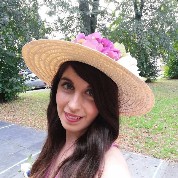 Elegant and Practical National Straw Hat With Two-tone Ribbon... Ideal ...