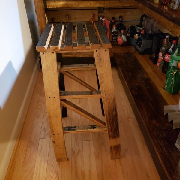 Whiskey Barrel Stave Bar Stools Backless Bar Stools Made Entirely of ...