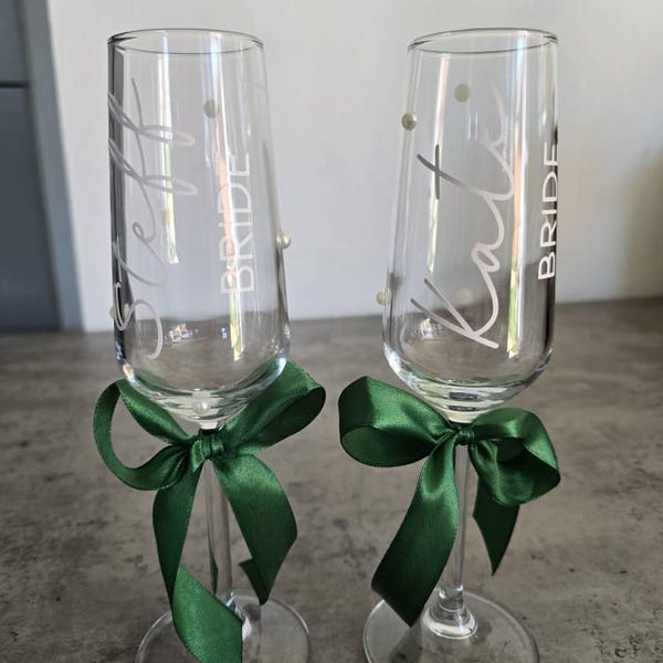 Personalised Pearl Flute, Champagne Glass, Champagne Flute, Bridesmaid ...