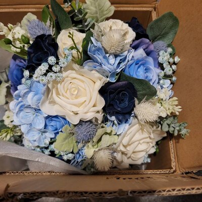 17 Dusty Blue Real Touch Faux Roses, DIY Florals Supply Wedding/home ...