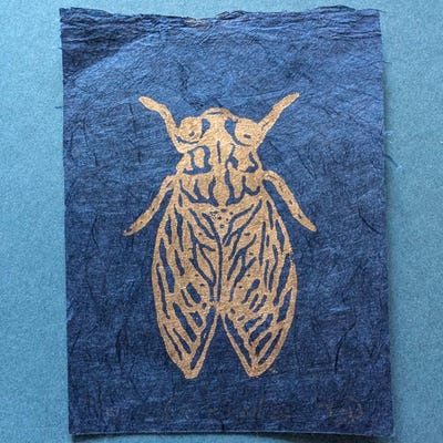 Mini Cicada Linocut Print - Etsy