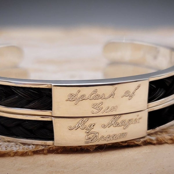 Horse Hair Cuff Bracelet - Solid Sterling Silver With Plain Bar ...