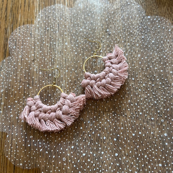 Macrame Earrings, Handmade Earrings, Asymmetric Hoops Earring, Handmade ...