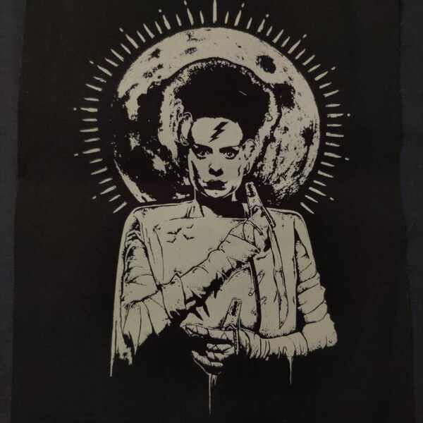 Bride of Frankenstein Back Patch: Punk Horror Tattoo Art - Etsy