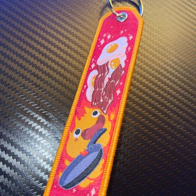 Cute Cat Embroidered Tag Keychain Kawaii Neko Jet Tags tamago, Sakura ...