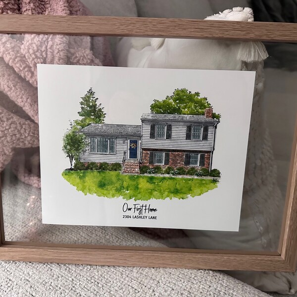 Watercolor House Painting, House Warming Gift, Realtor Client Gift ...